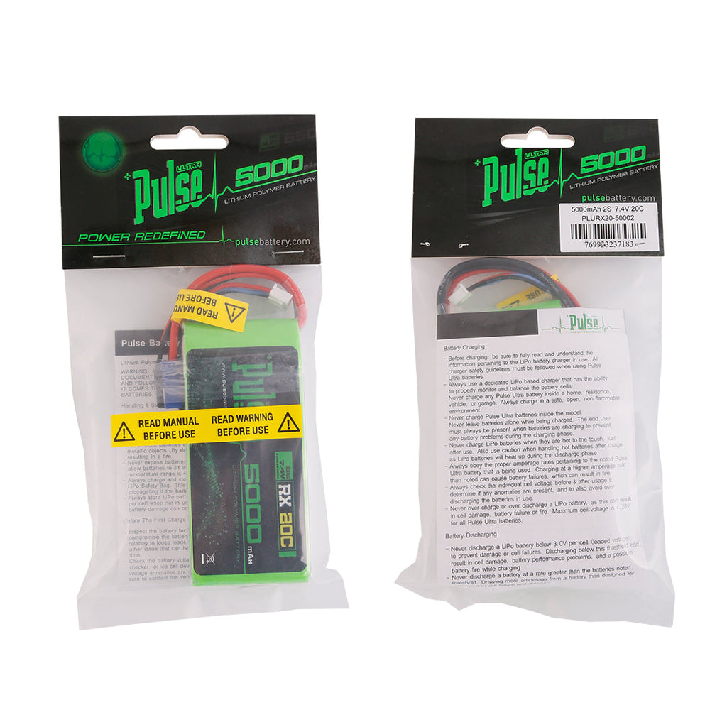 PULSE 2S 5000mah 20C 7.4V RX LiPo Battery– PAU USA