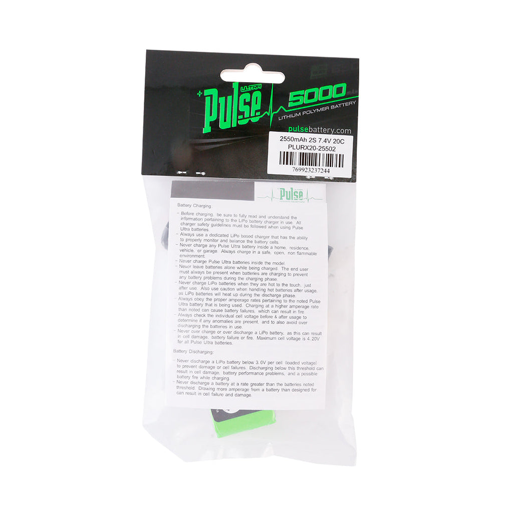 PULSE 2S 2550mAh 20C 7.4V RX LiPo Battery– PAU USA